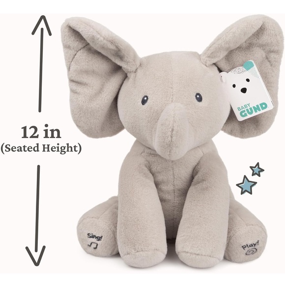 Gund | Toys | Nwt Gund Animated Baby Flappy The Elephant Musical Plush ...